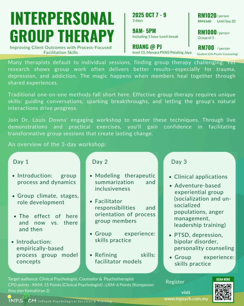 Interpersonal Group Therapy Workshop - 3-day workshop